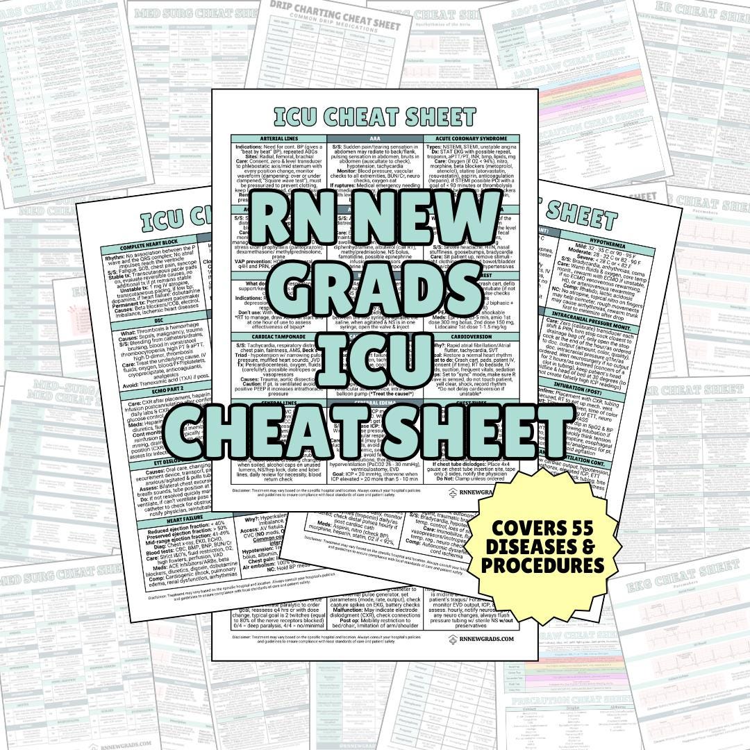 Nursing ICU Cheat Sheet - Etsy