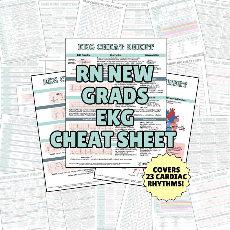 EKG Cheat Sheet Nursing Notes - Etsy
