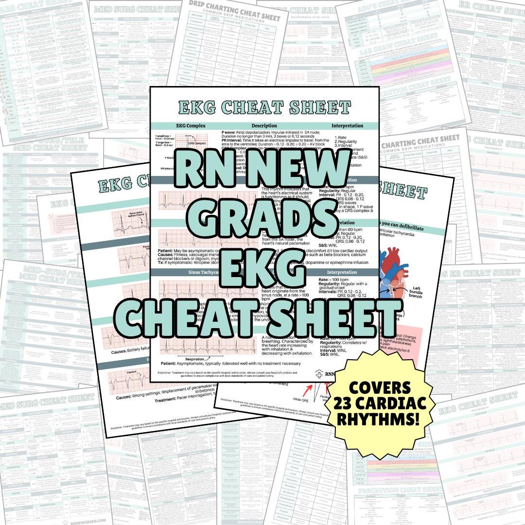 EKG Cheat Sheet Nursing Notes - Etsy