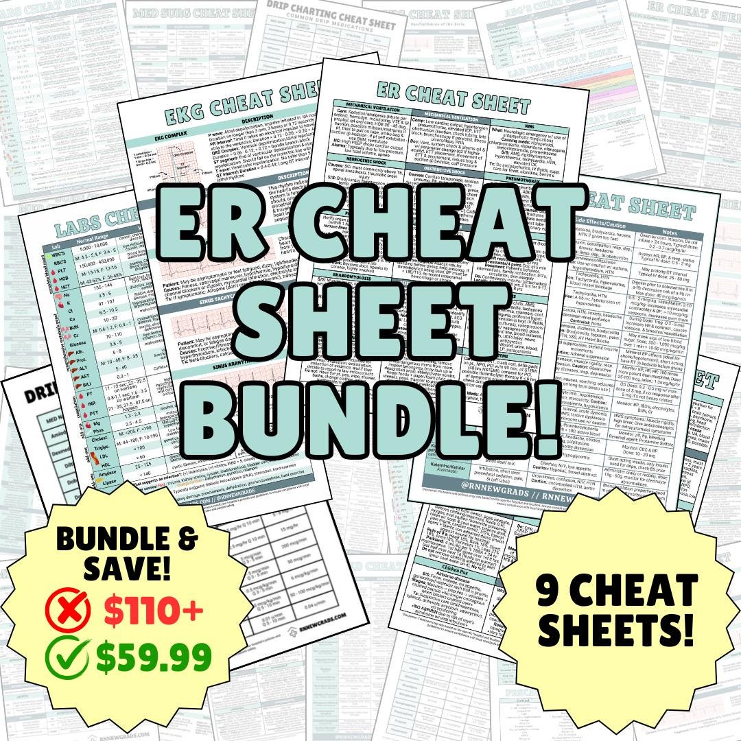 ER Cheat Sheet Bundle - Etsy