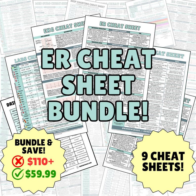 ER Cheat Sheet Bundle - Etsy