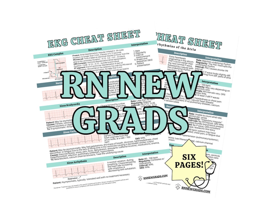 EKG Cheat Sheet Nursing Notes - Etsy