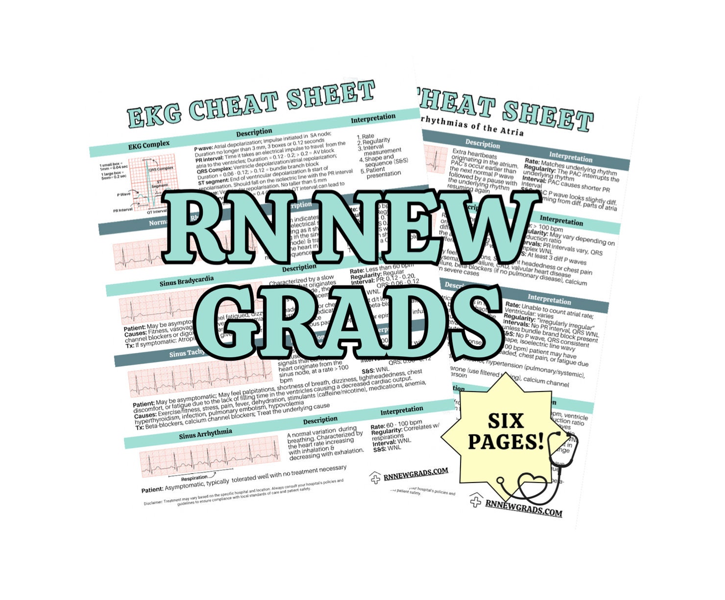 EKG Cheat Sheet Nursing Notes - Etsy