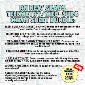 Med-surg/telemetry Cheat Sheet Bundle - Etsy