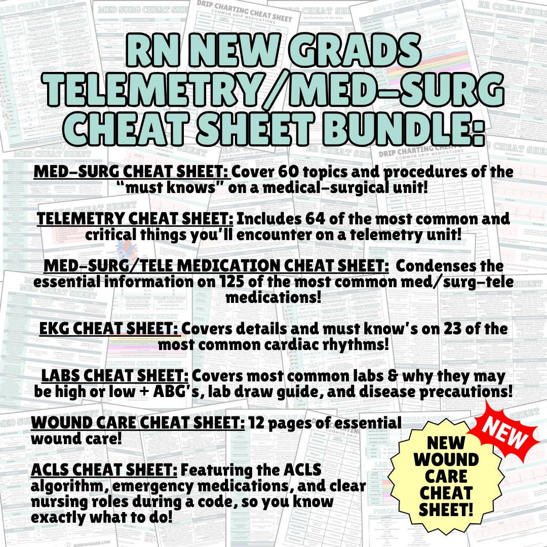 Med-surg/telemetry Cheat Sheet Bundle - Etsy