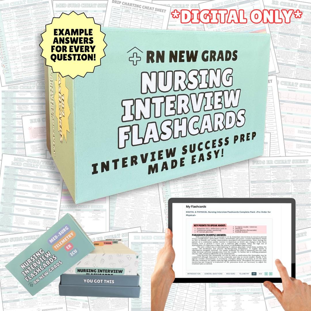 Nursing Interview Flashcards ER/ICU Pack - Etsy
