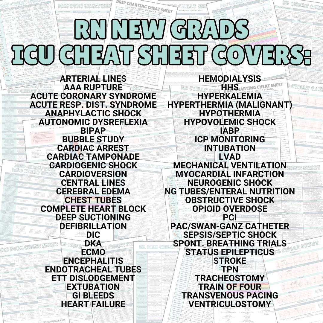 Nursing ICU Cheat Sheet - Etsy