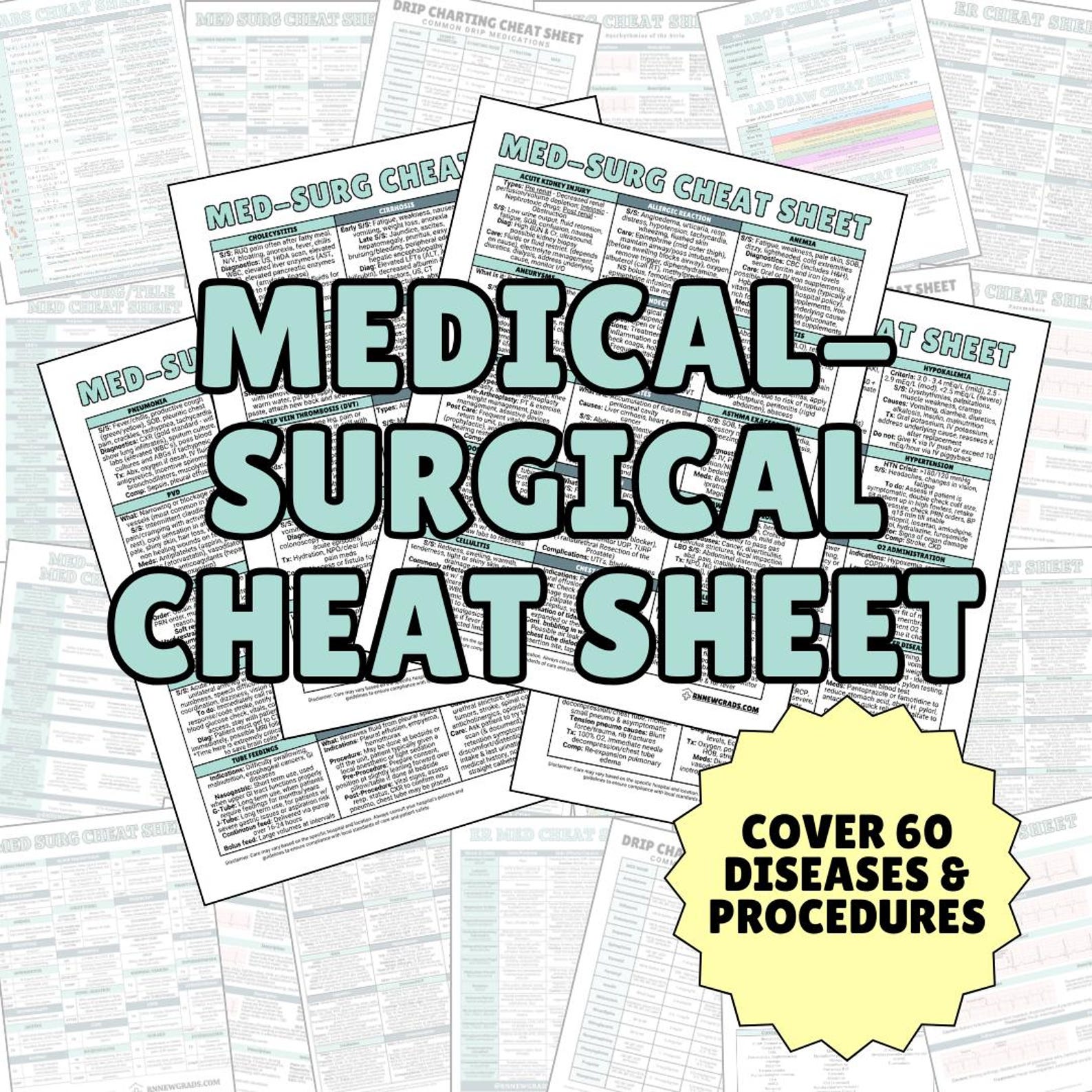 Med-surg Cheat Sheet - Etsy