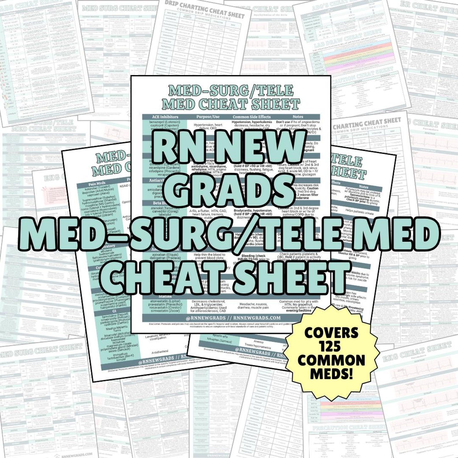 Med-surg/tele Medication Cheat Sheet Nursing Notes - Etsy