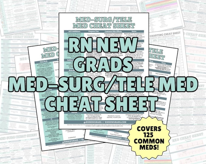Med-surg/tele Medication Cheat Sheet Nursing Notes - Etsy