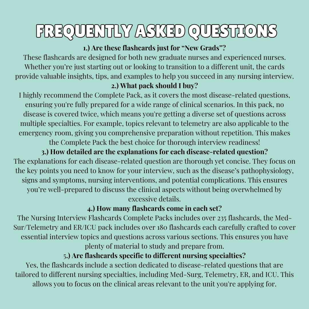 Nursing Interview Flashcards ER/ICU Pack - Etsy