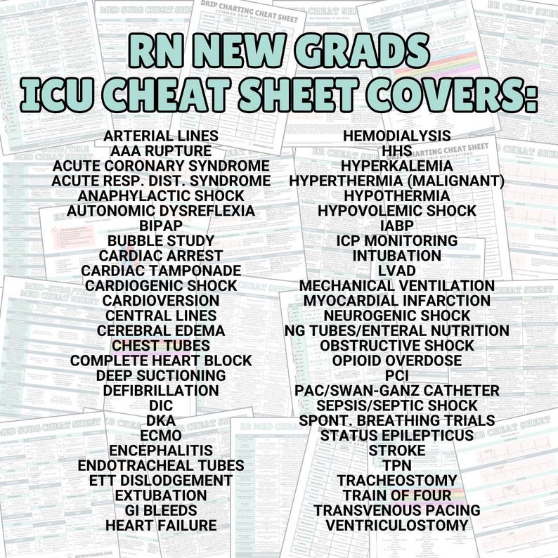 ICU Cheat Sheet Bundle - Etsy