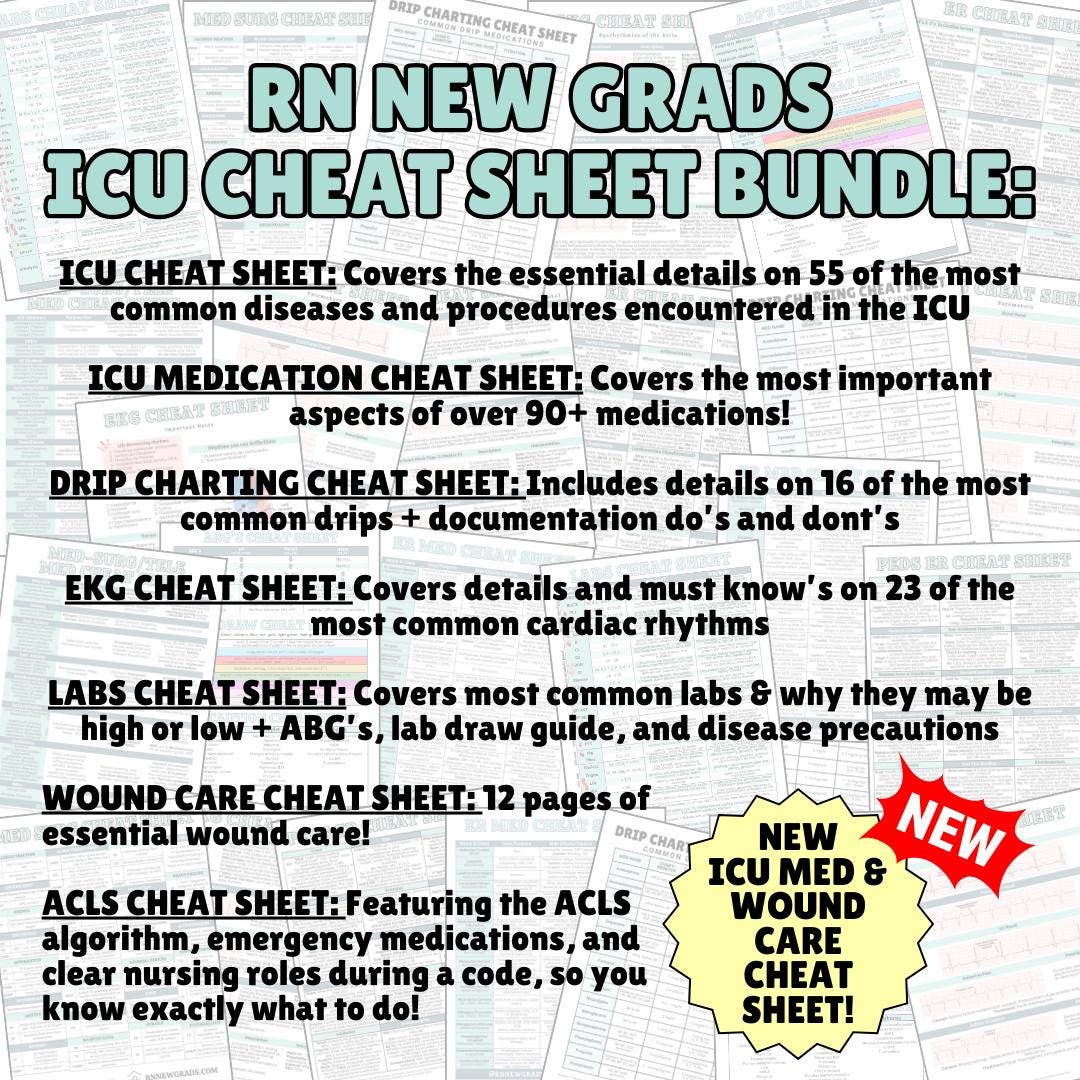 ICU Cheat Sheet Bundle - Etsy
