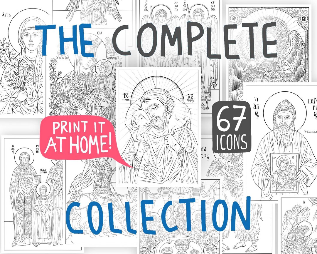 Christian Coloring Pages Bundle: Orthodox Icon Outlines for Iconography ...