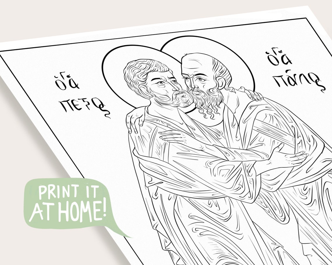 Saints Peter and Paul | Christian Orthodox Icon | Printable Coloring ...
