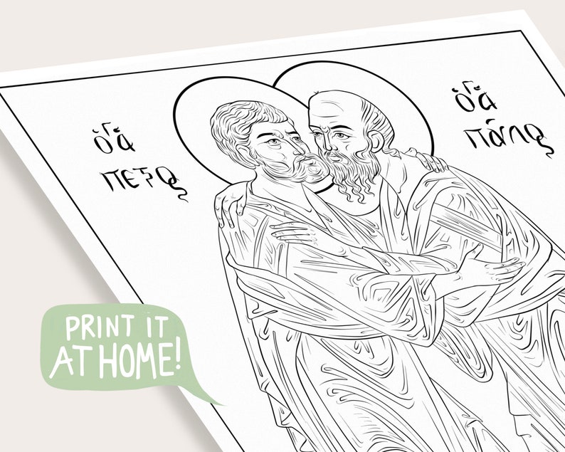 Saints Peter and Paul | Christian Orthodox Icon | Printable Coloring ...