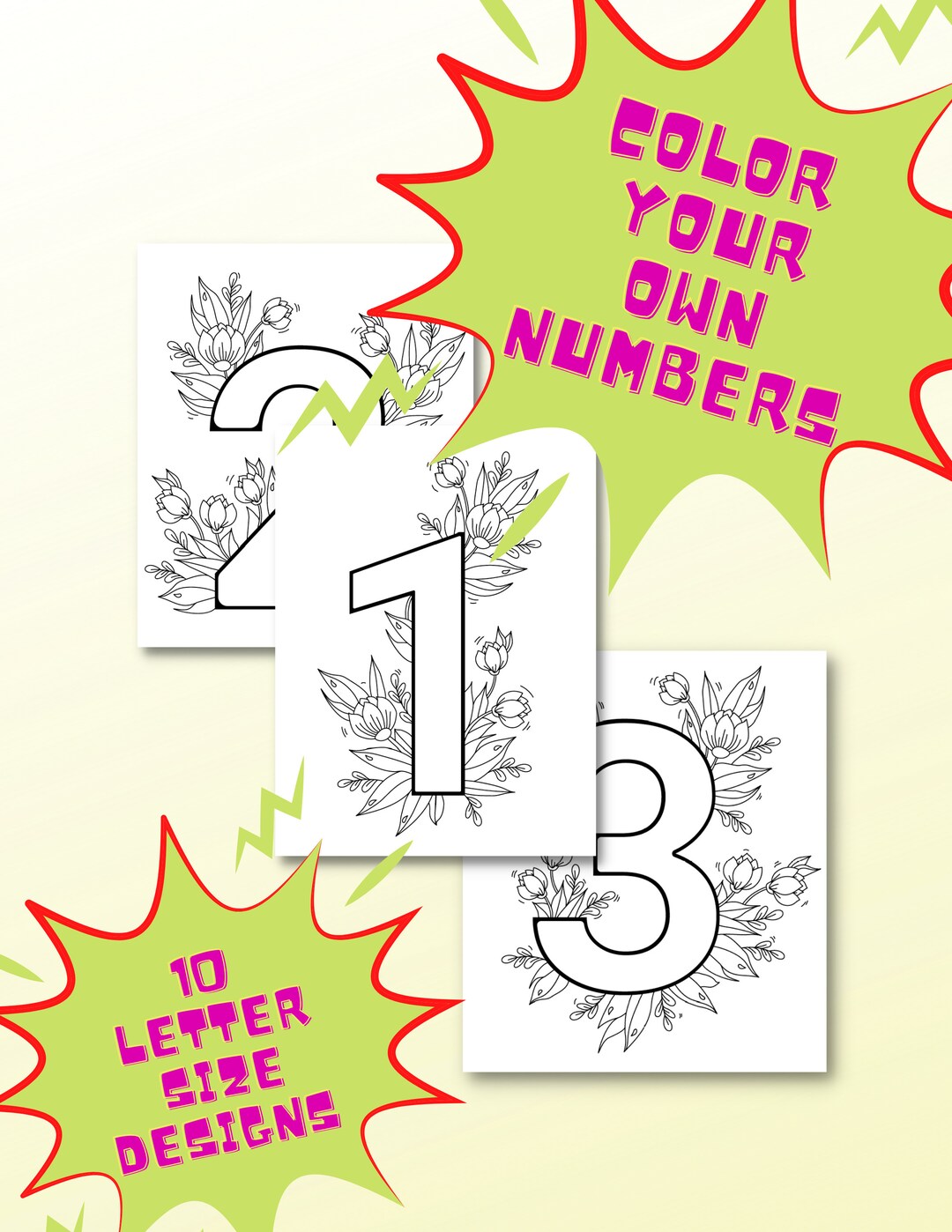 Color Your Own Numbers: 0-9 - Etsy