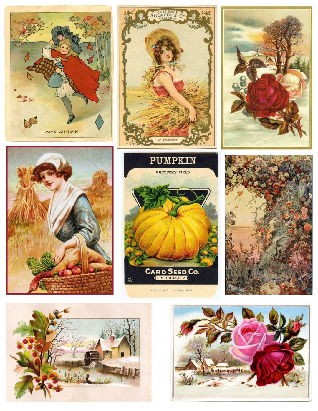 5 Page Vintage Autumn Images - Etsy