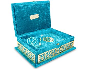 Personalized Holy Quran Set With Thick Sponge Velvet Covered Chest, Eid ...