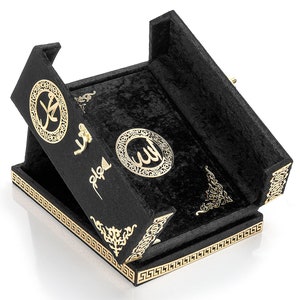Holy Quran Set With Desktop Double Cover Box, Velvet Covered, Holy ...