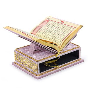 Personalized Quran Set With Desk Stand and Chest Box Velvet Eid Wedding ...