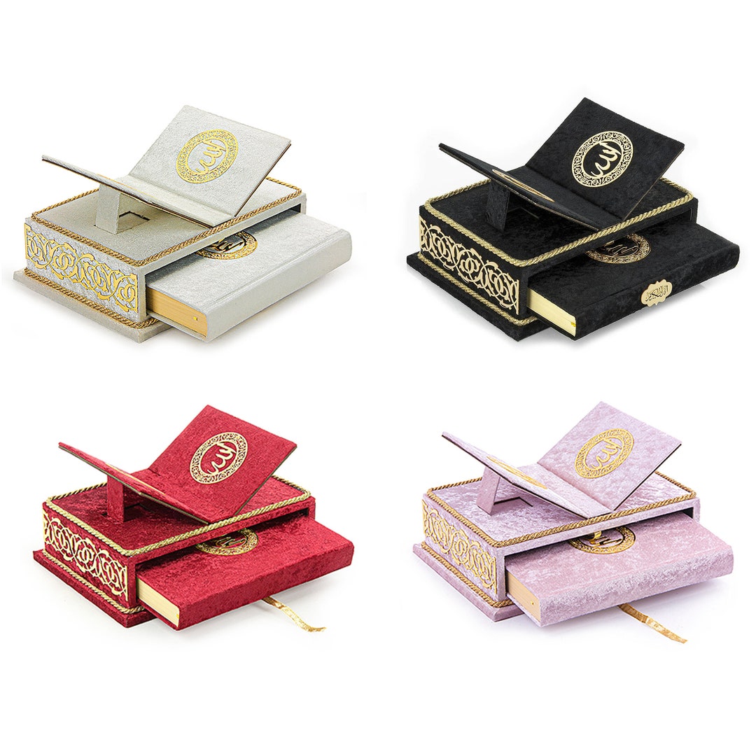 Personalized Quran Set With Desk Stand and Chest Box Velvet Eid Wedding ...