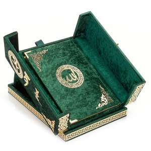 Holy Quran Set With Desktop Double Cover Box, Velvet Covered, Holy ...