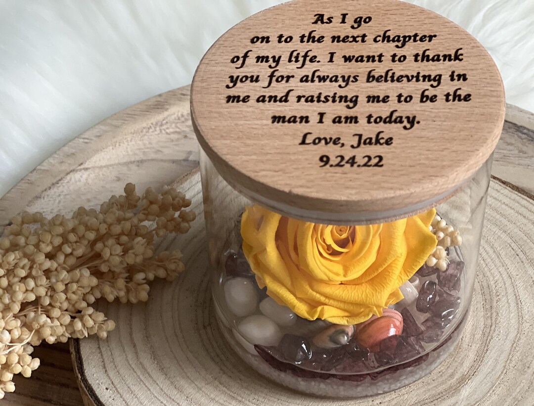 Yellow Preserved Rose, Eternal Rose, Personalized Gift, Gift for Her ...