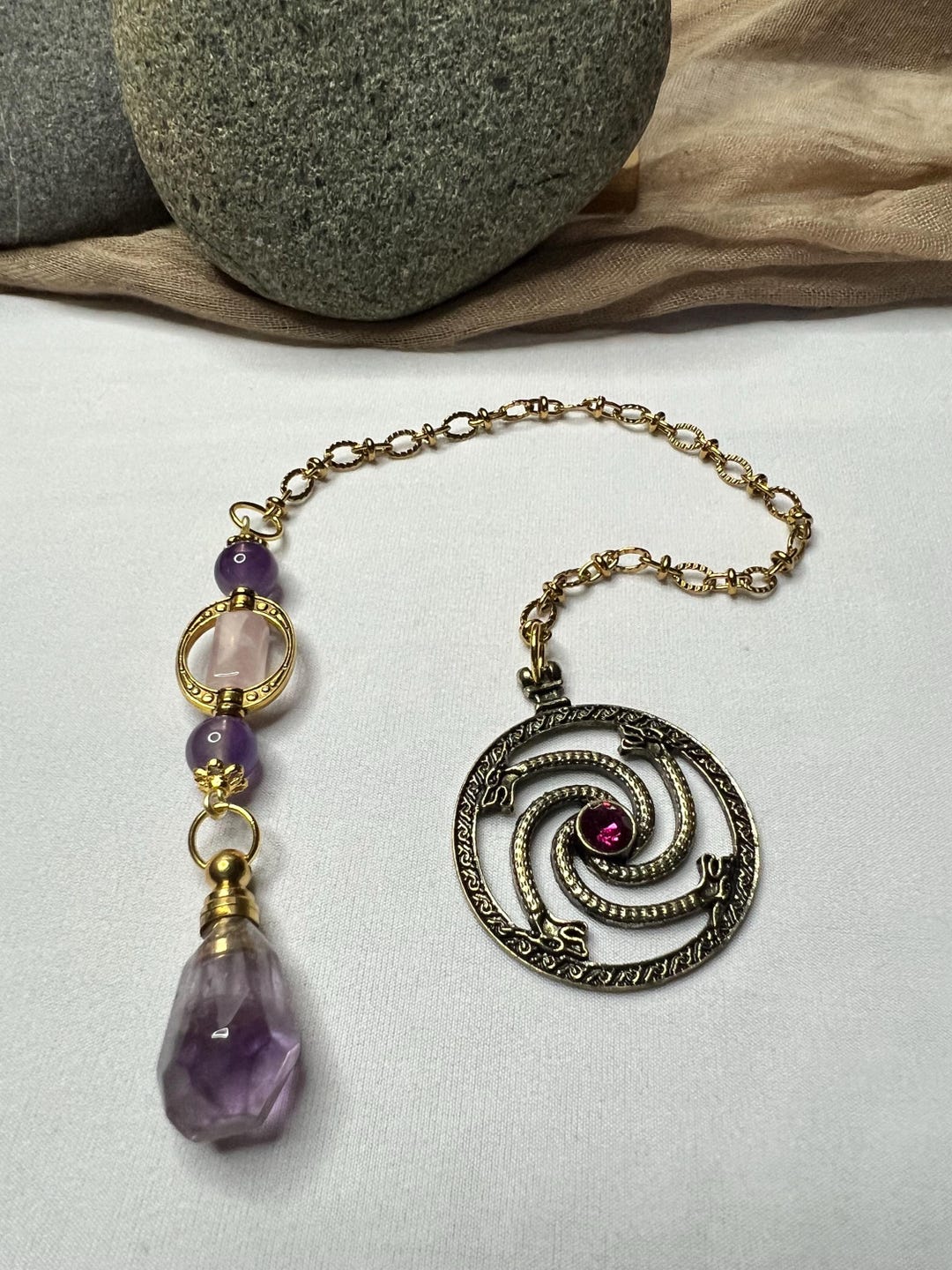 Celtic Golden Dragon Pendulum A Mythical Tool Handmade With Intention for Spiritual Healing ...