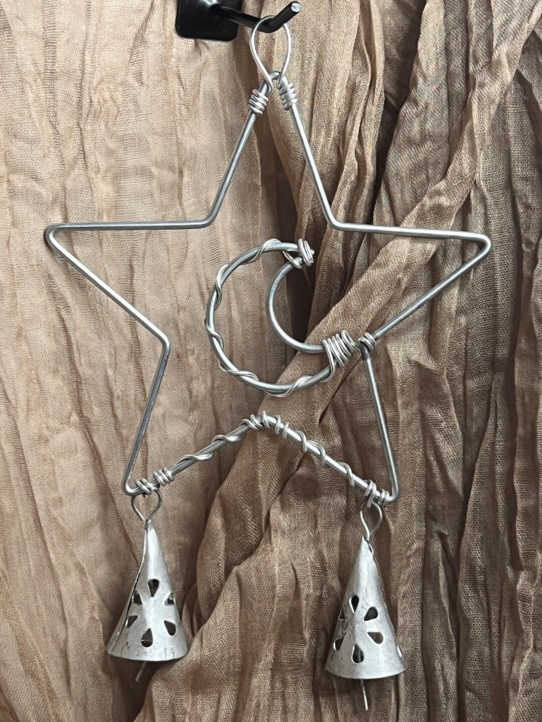 6 Rustic Moon in Star Silver Witch Bells Harmony Bells - Etsy
