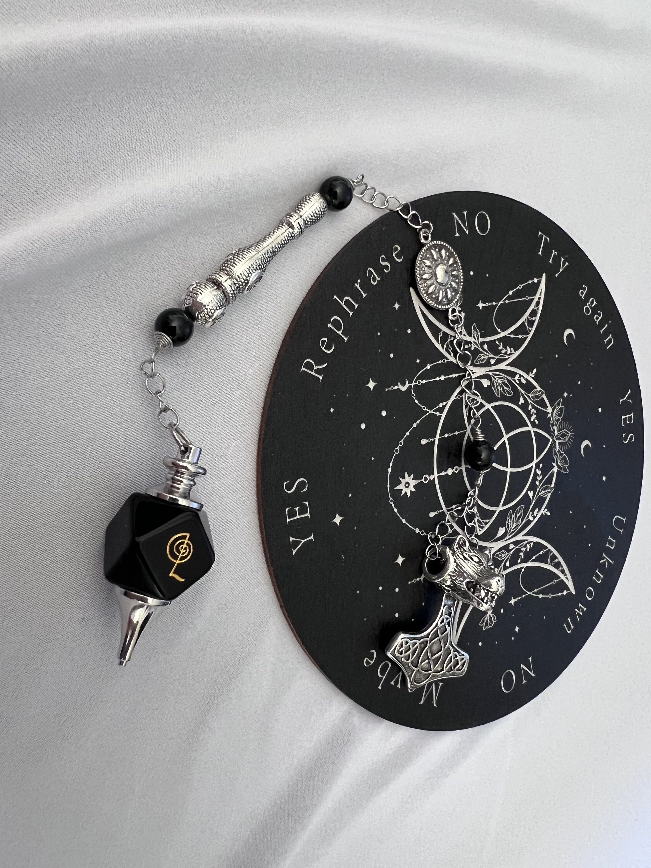 Celtic Great Bear Onyx Pendulum Cho Ku Rei Symbol for Reiki Healing ...