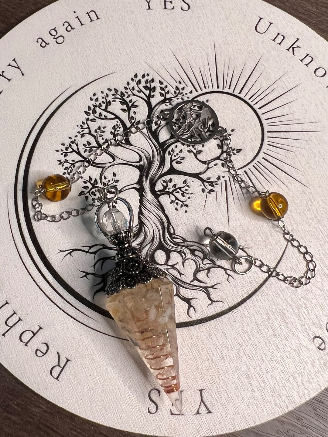Gemini Silver & Citrine Pendulum for Divination, Reiki Healing, Chakra ...