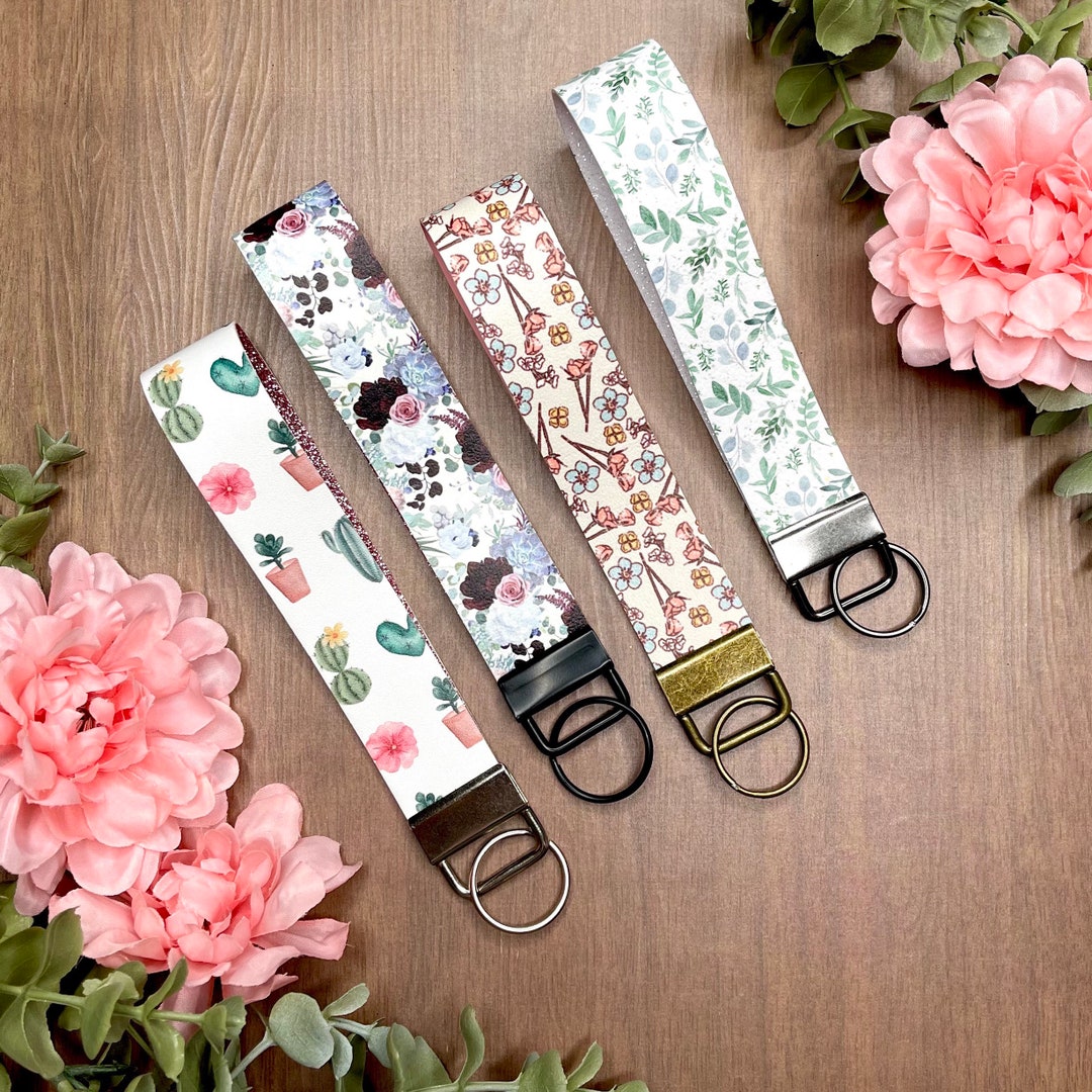 Key Fob Wristlet Lanyard Floral Theme - Etsy