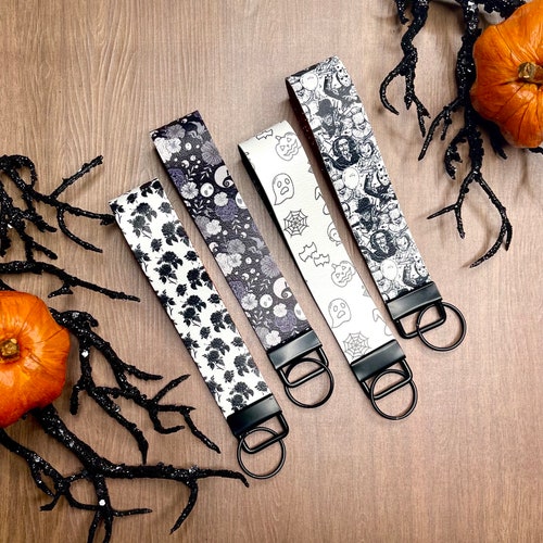 Alt/goth Keychain Wristlet Key Fob Horror Lanyard for Keys - Etsy