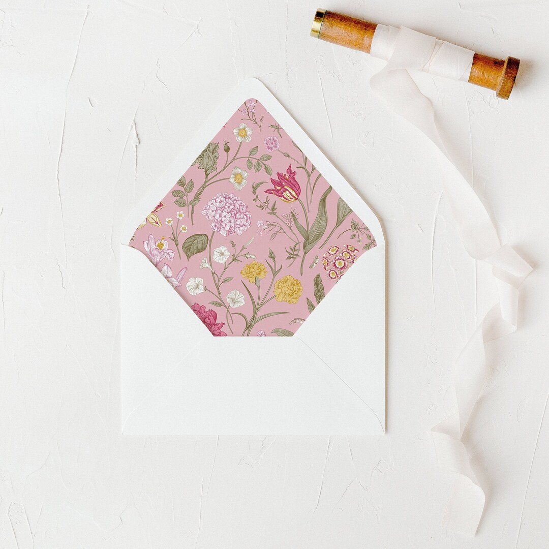 Printable Wild Rose Envelope Liner Template, Bridgerton Theme, Instant ...