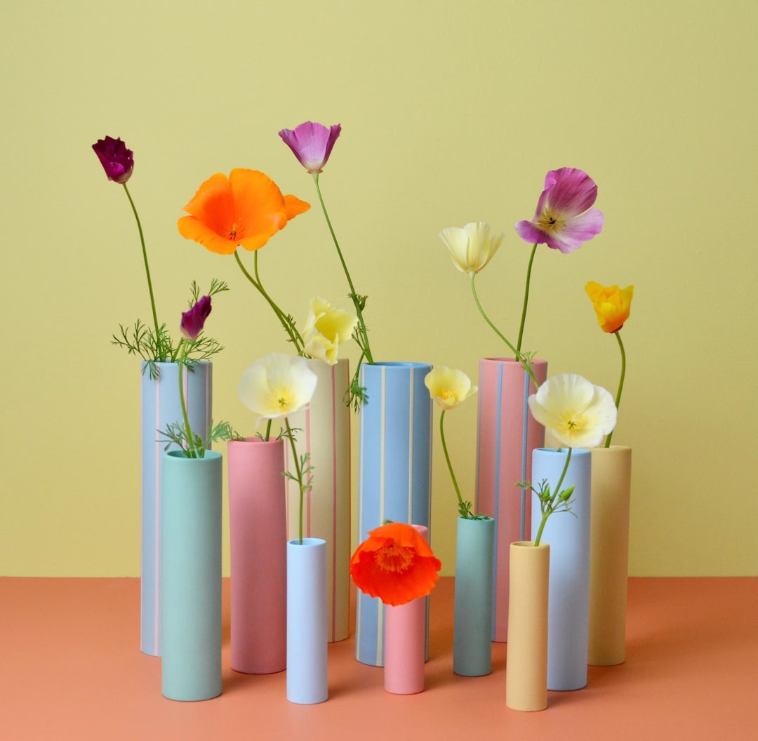 Coloured Striped Vase - Etsy