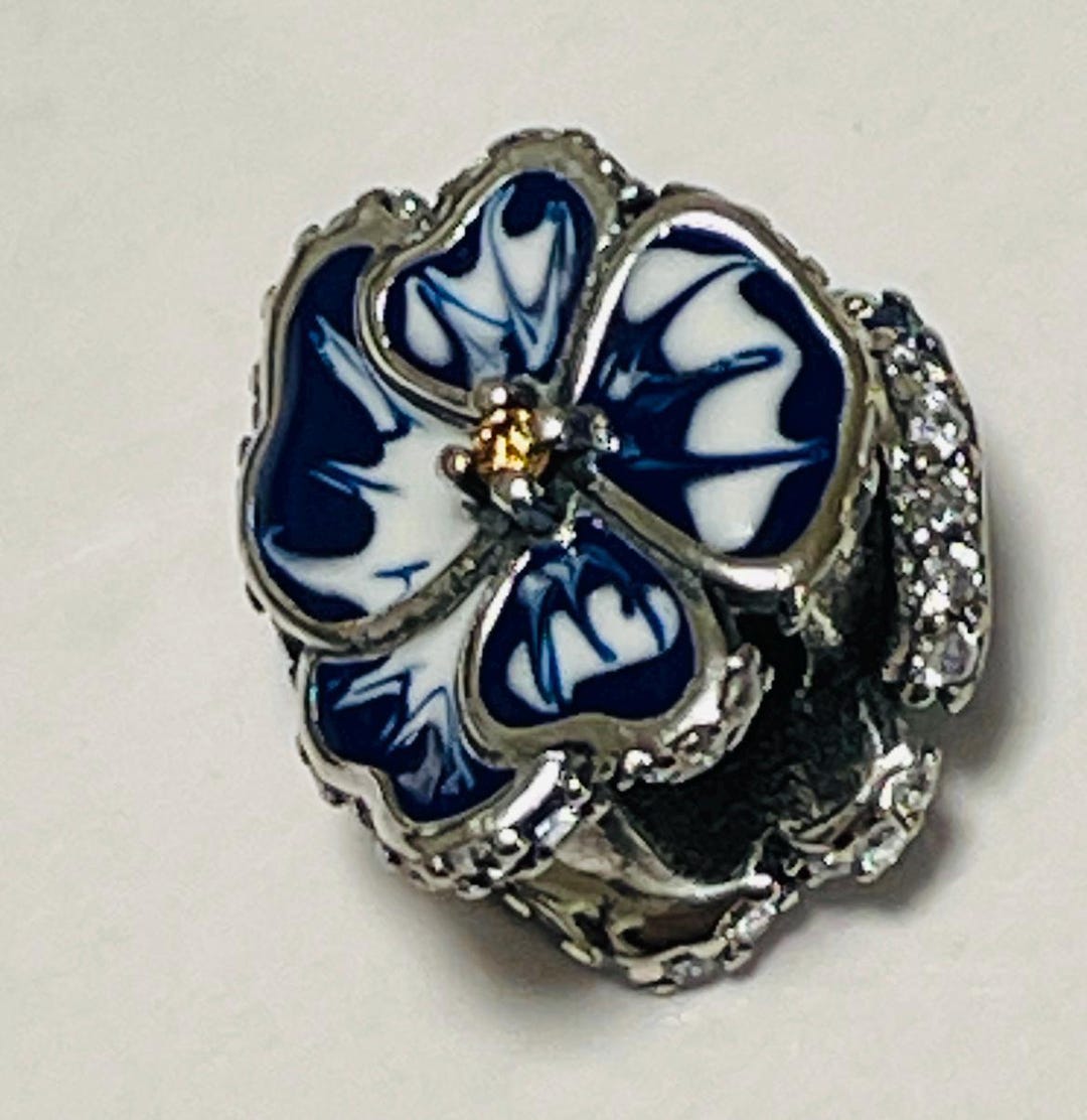 New Pandora Blue Authentic Pansy Flower Charm Bead - Etsy