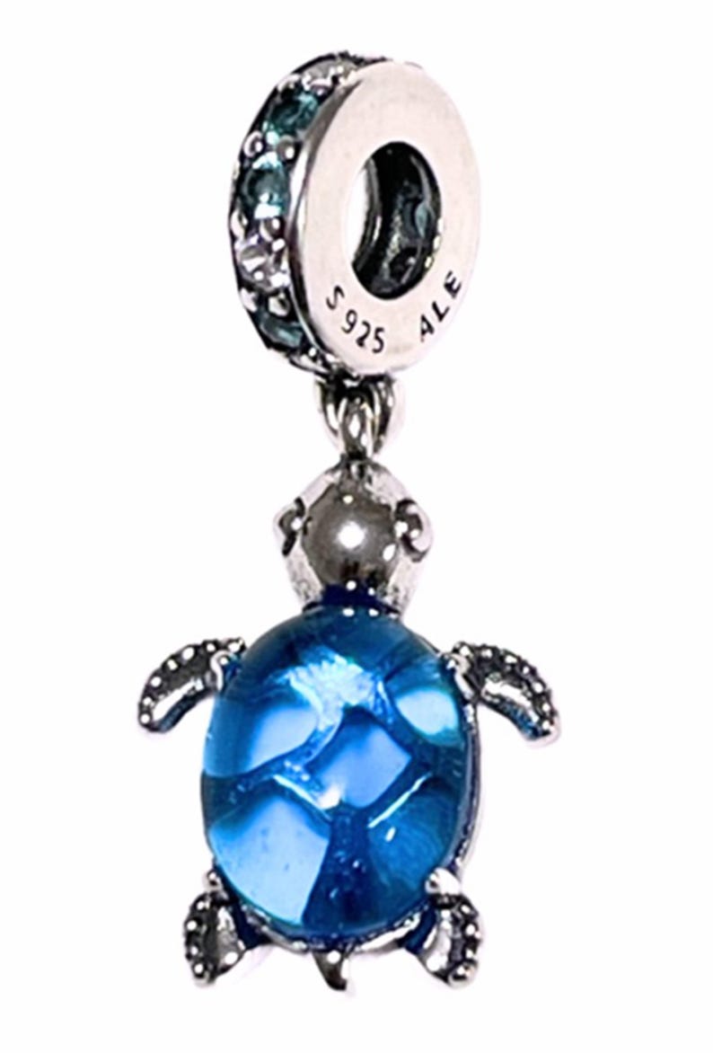 New Pandora Sea Turtle Dangle Murano Blue Glass Charm Bead W/pouch - Etsy