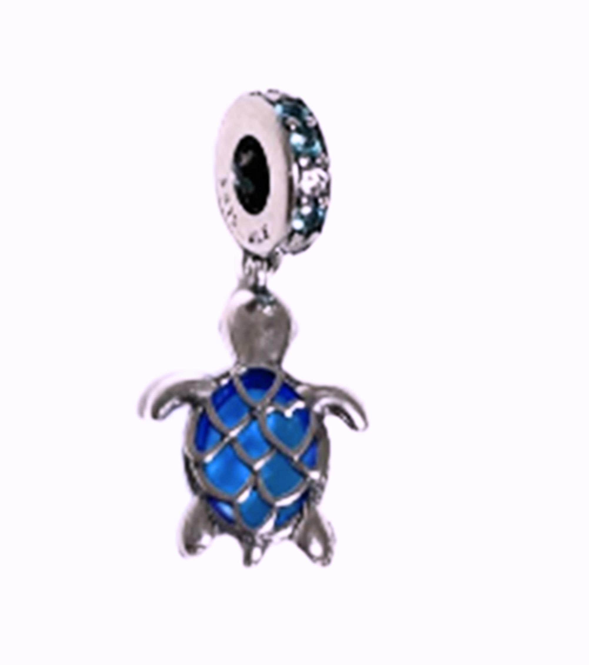 New Pandora Sea Turtle Dangle Murano Blue Glass Charm Bead W/pouch - Etsy
