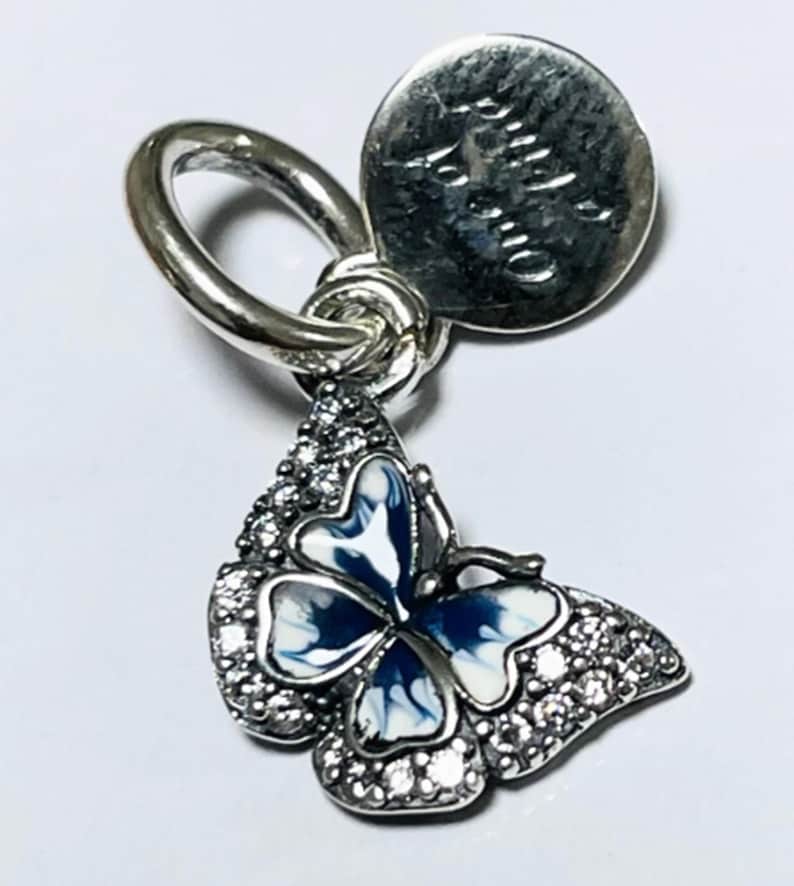 New Pandora Blue Butterfly and Quote Double Dangle Charm Bead - Etsy