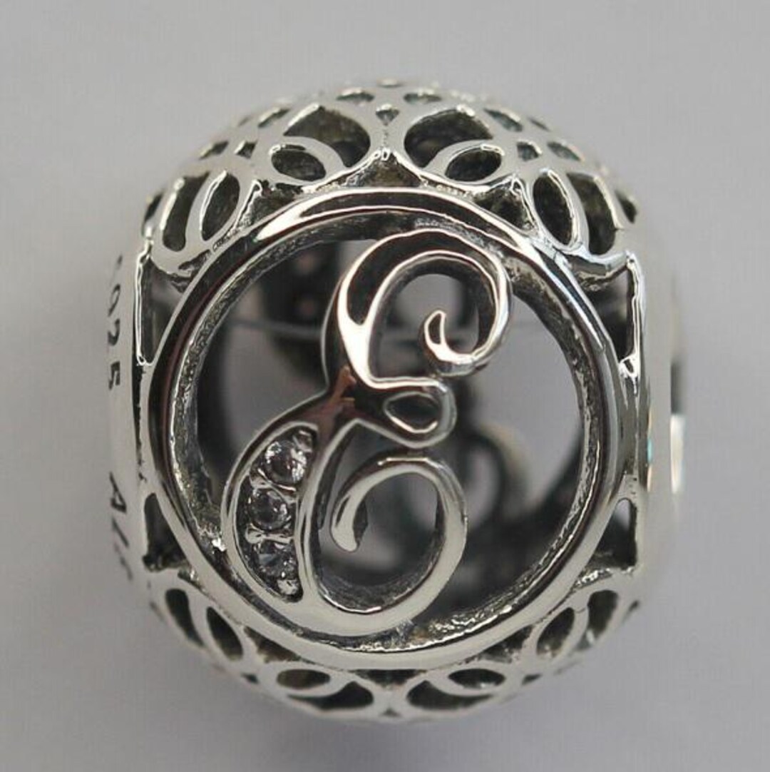 New Pandora Sterling Silver Authentic Initial Letter E Charm Bead - Etsy