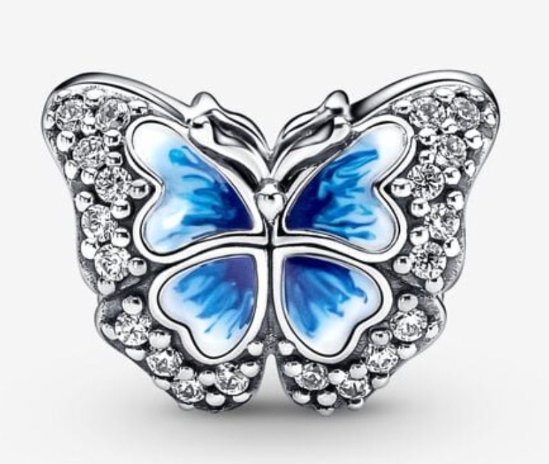 New PANDORA Blue Sparkling Butterfly Charm Bead W/ Pouch - Etsy