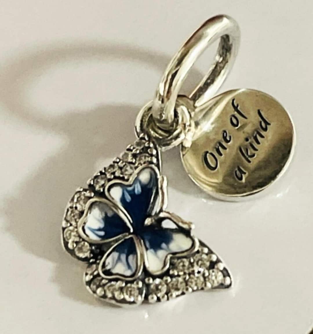 New Pandora Blue Butterfly and Quote Double Dangle Charm Bead - Etsy