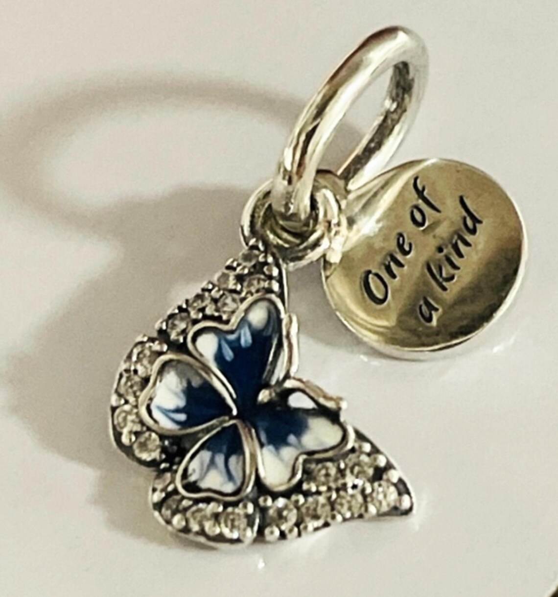 New Pandora Blue Butterfly and Quote Double Dangle Charm Bead - Etsy