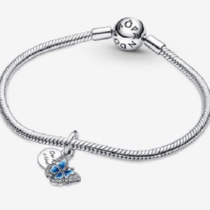 New Pandora Blue Butterfly and Quote Double Dangle Charm Bead - Etsy