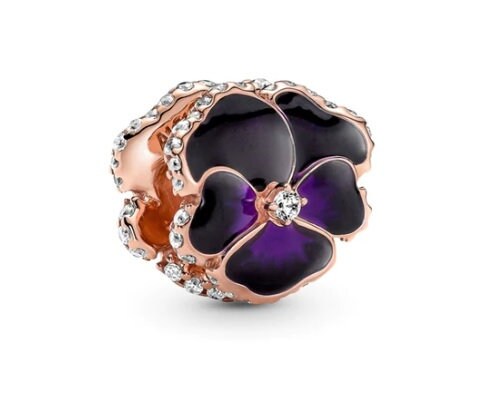New Pandora Deep Purple Pansy Flower Charm Bead Etsy
