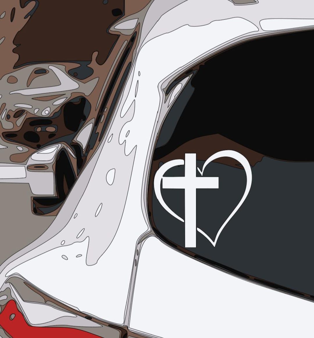 Cross With Heart Die Cut Vinyl Decal / Sticker - Etsy