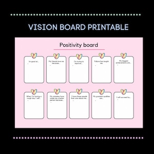 Positivity Board | Vision / Dream Board Prompt | Well-being | Goal ...