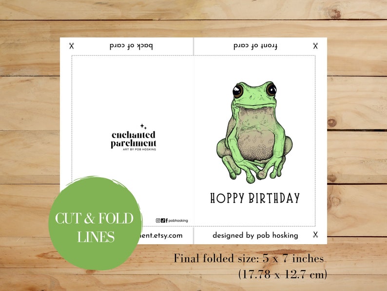 Hoppy Birthday Printable Birthday Card for Frog Lovers Quirky ...