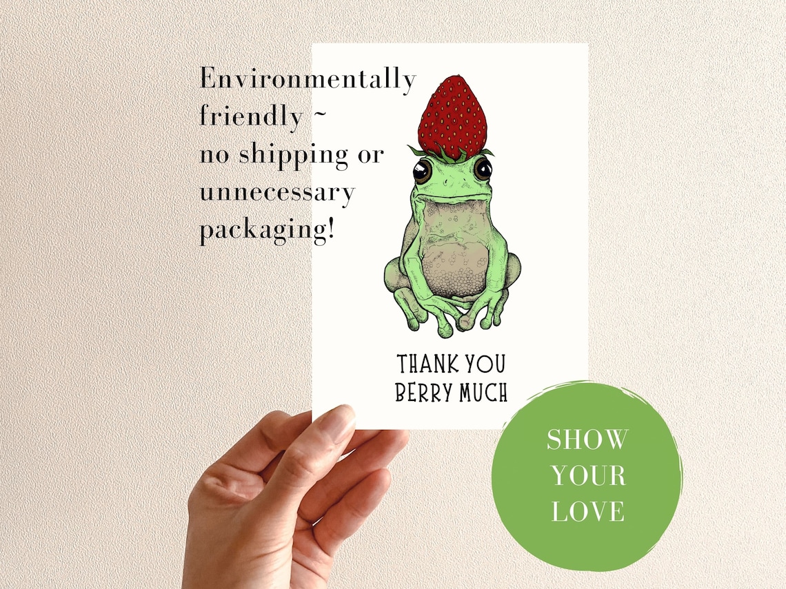 Thank You Berry Much Printable Greeting Card Funny Thank You - Etsy